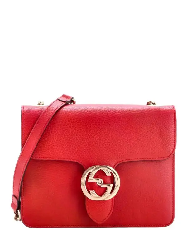 Gucci Interlocking Leather Small Shoulder Bag - Red