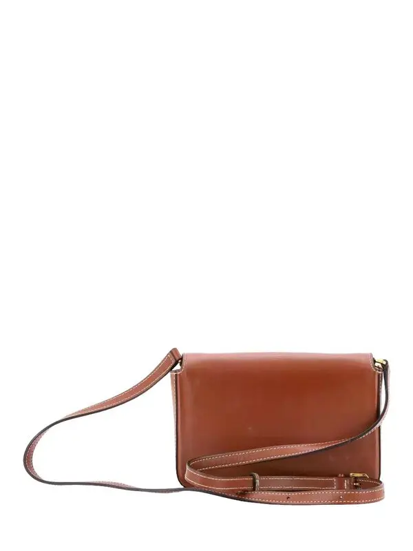 Burberry Hampshire Shoulder Bag Leather And Vintage Check Canvas Small Crossbody Bag - Brown