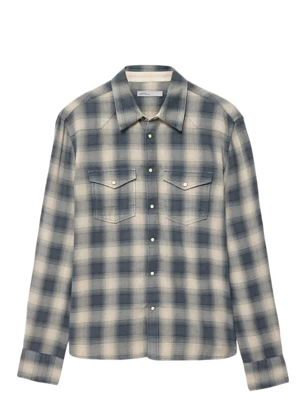 ALLSAINTS Organic Cotton Flannel Brook Shirt - Blue