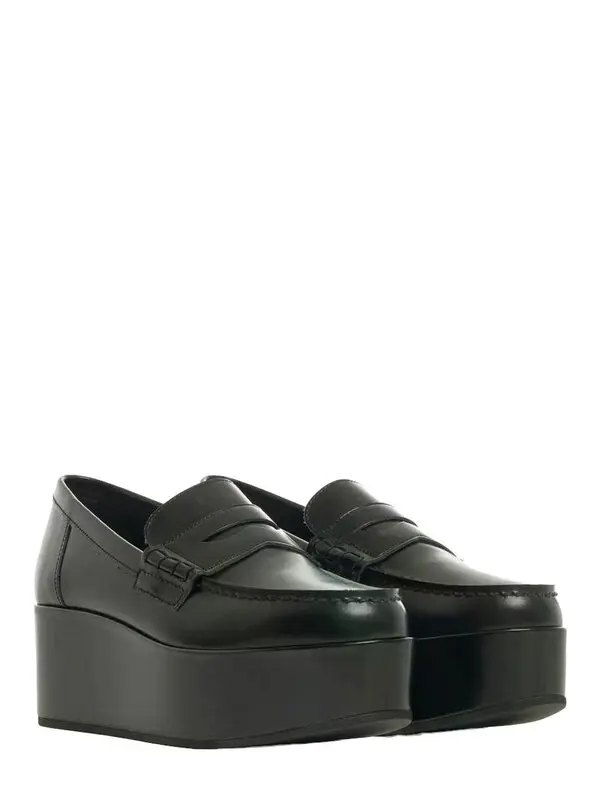 Comme Des Garçons Platform Leather Penny Loafers - Black