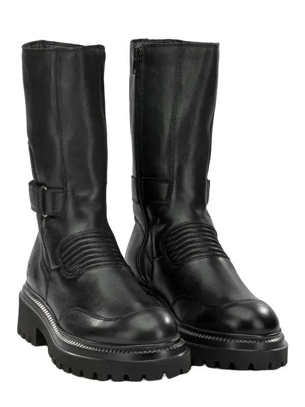 SUMMERY COPENHAGEN Buckle-strap Panelled Boots - Black