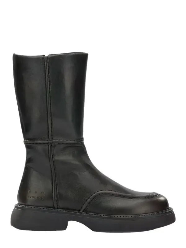 SUMMERY COPENHAGEN Leather Biker Boots - Black