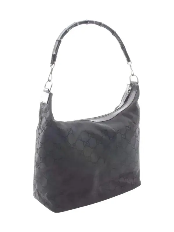 Gucci 2000s Bamboo Gg Shoulder Bag - Black