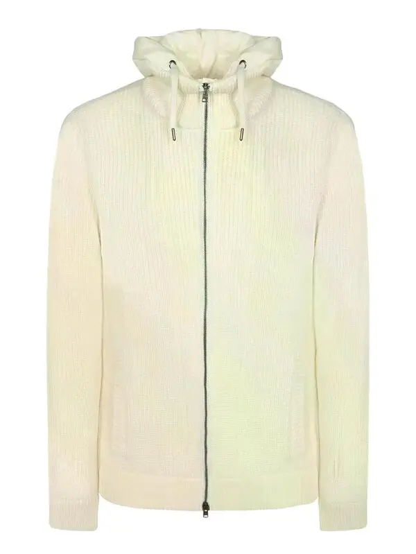 Herno Ribbed-knit Zip-up Hoodie - Neutrals