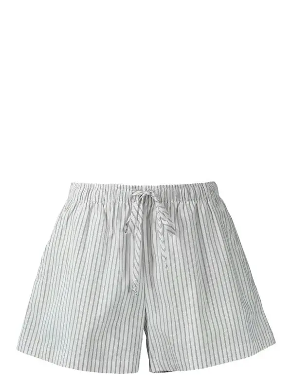 THE LADY AND THE SAILOR X Marissa Collections Flutter Striped Shorts - White