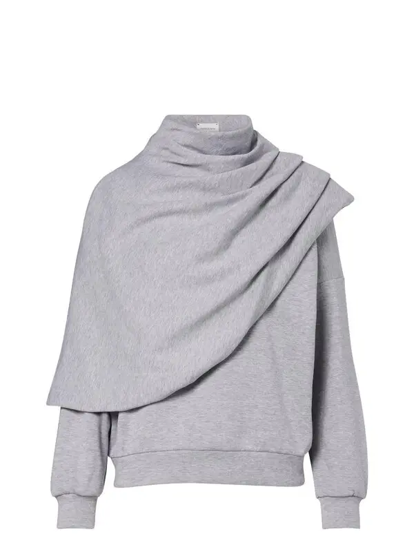 Magda Butrym Draped Cotton-blend Jersey Sweatshirt - Grey