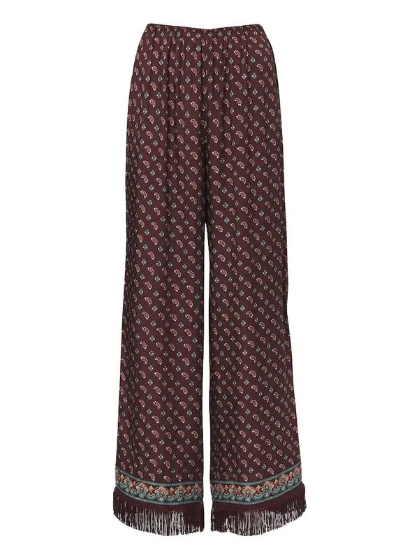 DÔEN Lavona Fringed Silk-blend Wide-leg Pants - Blue