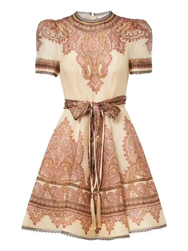 Zimmermann Ascent Paisley Linen And Silk Minidress - Multicoloured