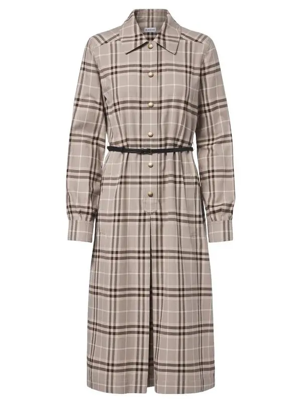 Burberry Check Belted Cotton Shirt Dress - Grey