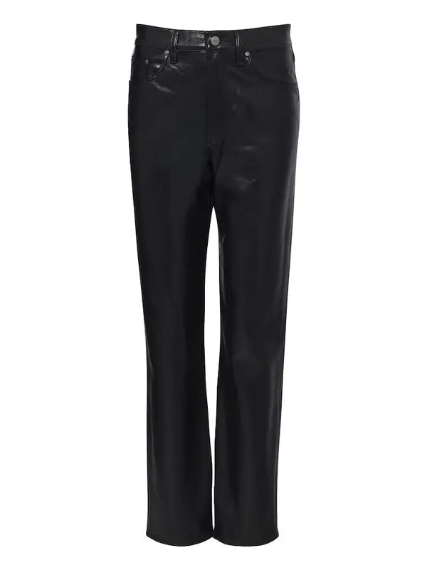 AGOLDE Lana Leather-blend Straight Pants - Black