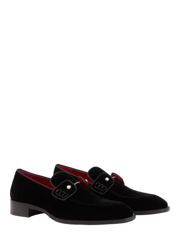 CHRISTIAN LOUBOUTIN Chambelimoc Velvet Loafers - Black