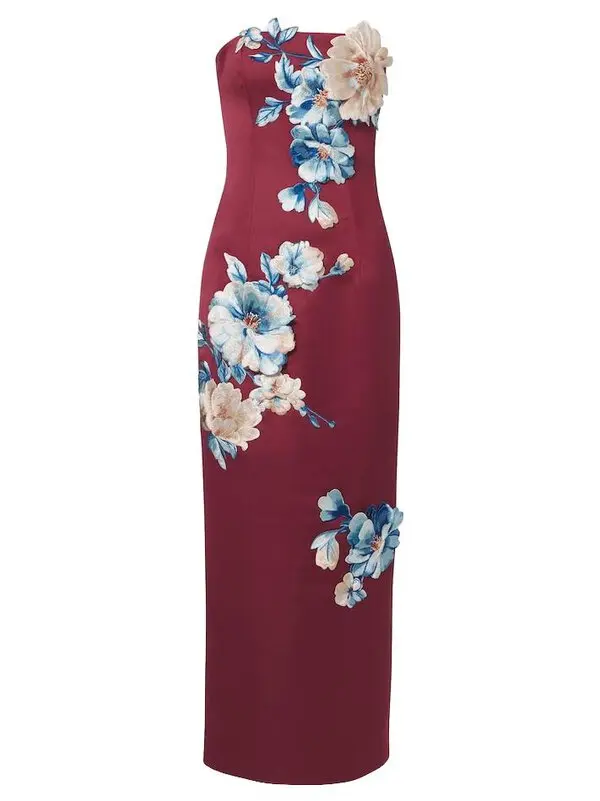 LEO LIN Rayna Floral-applique Bustier Dress - Multicoloured