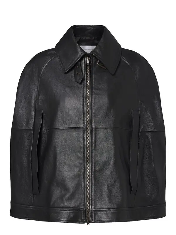 7 For All Mankind Leather Cape - Black