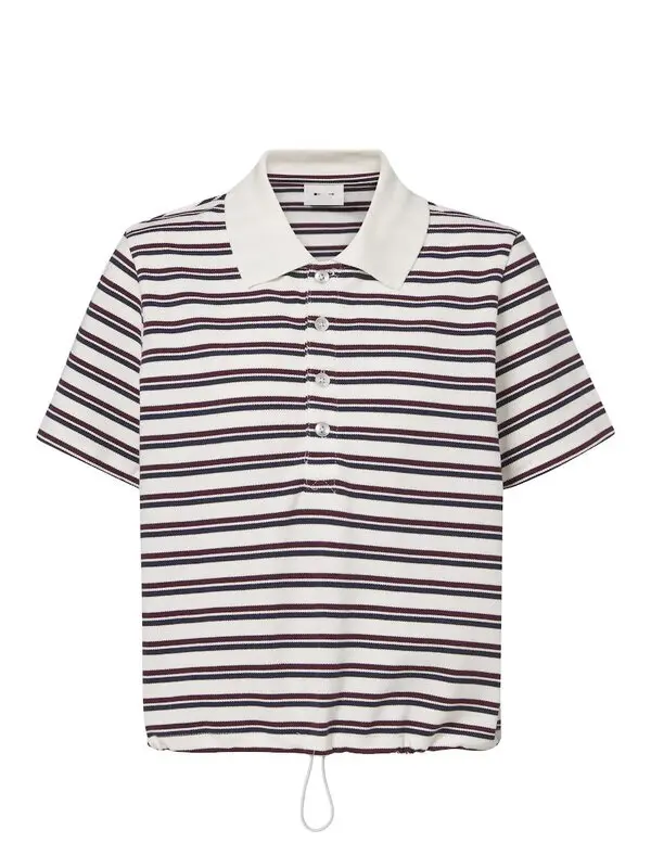 The Upside Sophie Cropped Striped Pique Polo Shirt - Multicoloured