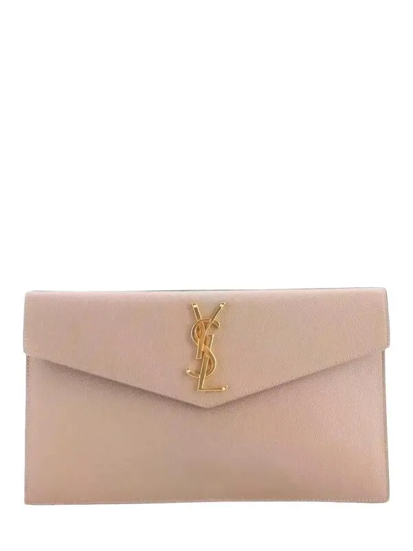 Saint Laurent Uptown Pouch Leather Clutch Bag - Brown