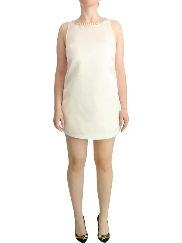 Elisabetta Franchi Pearl-embellished Open-back Mini Dress - Neutrals