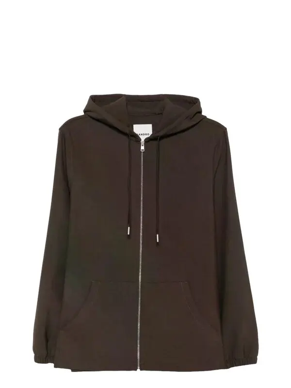 Sandro Zip-up Hooded Sweatshirt - Brown