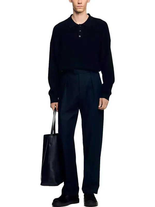 Sandro Pleated Wide-leg Trousers - Blue