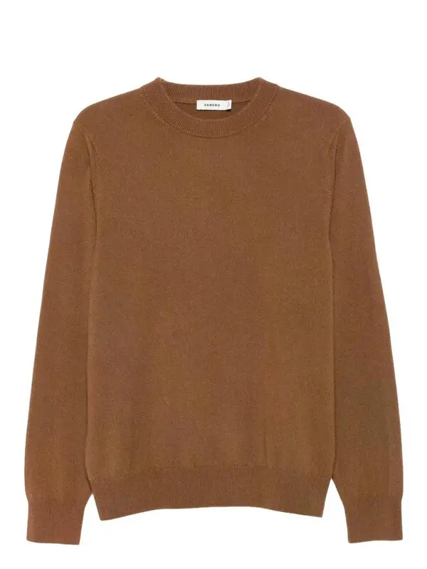 Sandro Ribbed-trim Cashmere Sweater - Brown
