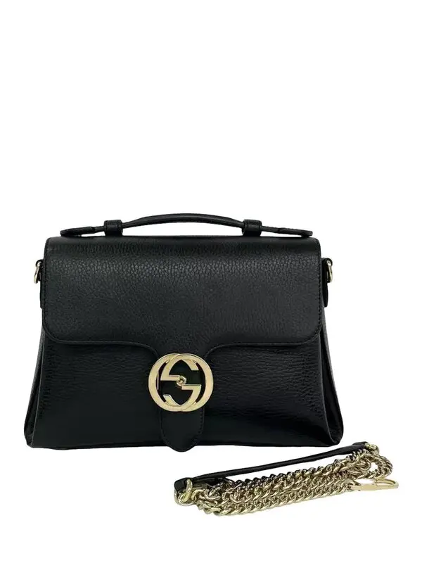 Gucci 2016-2026 Small Dollar Calf Interlocking G Satchel - Black
