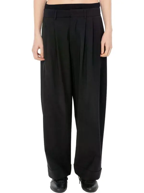 MEIMEIJ Pleated Turn-up Trousers - Black