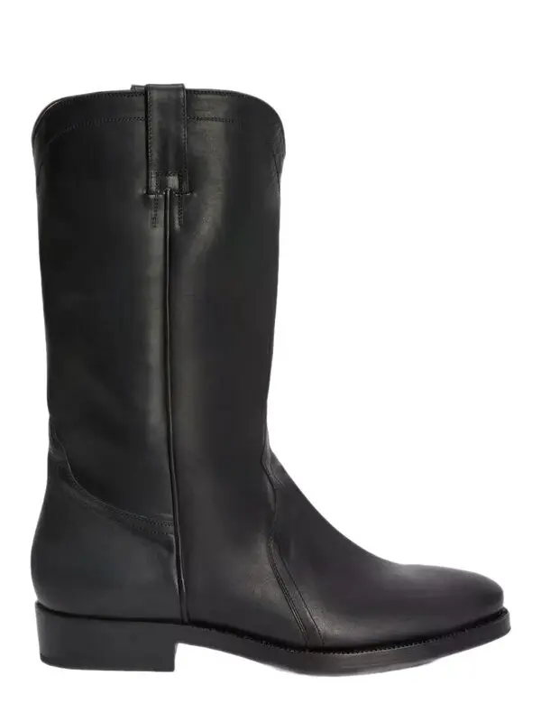 JIL SANDER Aged-effect Leather Boots - Black