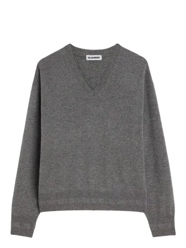 JIL SANDER Cashmere V-neck Sweater - Grey