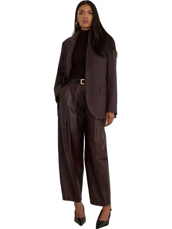 REISS Stretch-twill Relaxed Single-breasted Blazer - Grape