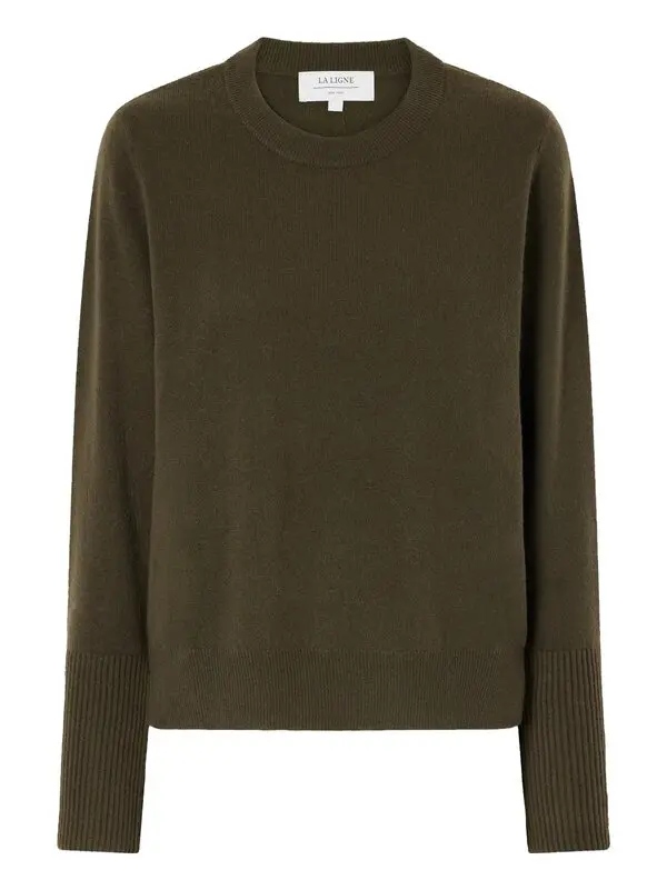 LA LIGNE Solid Lean Lines Cashmere Sweater - Green