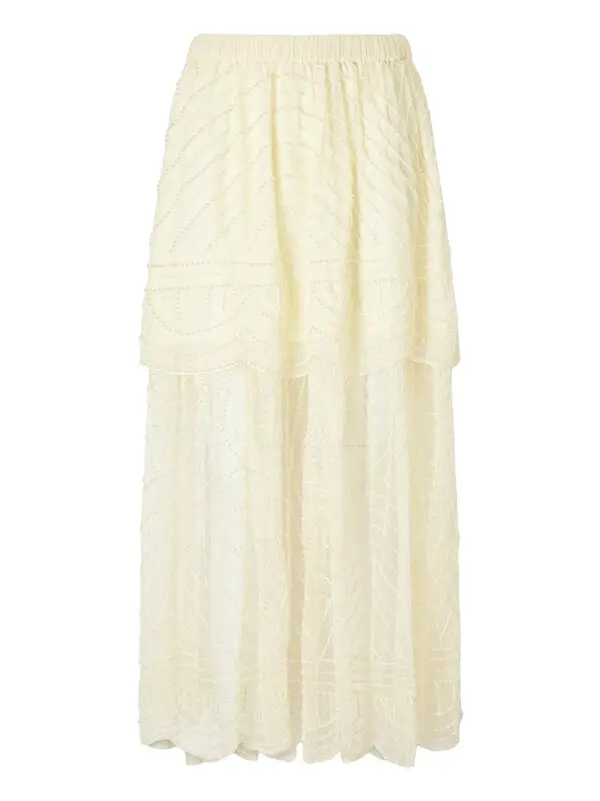 Sea Carlotta Bead-embellished Tulle Midi Skirt - Neutrals