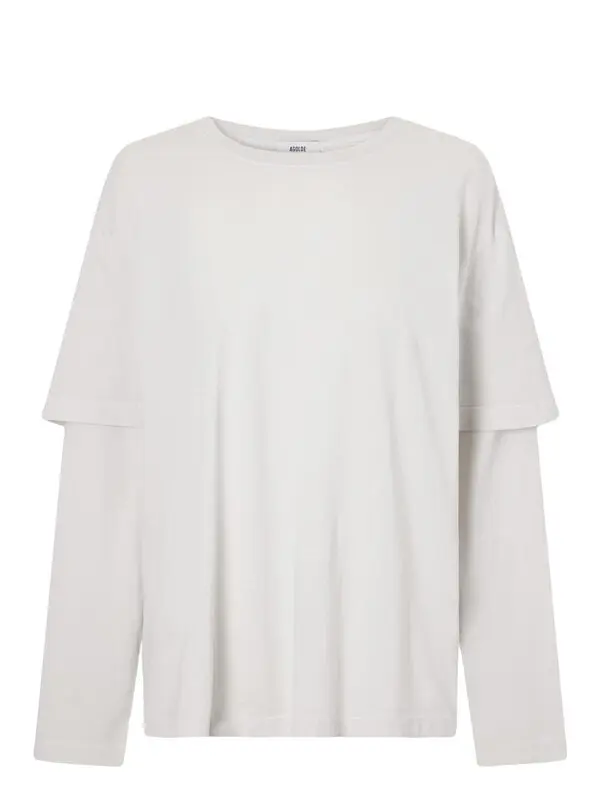 AGOLDE Lois Layered Cotton-jersey T-shirt - Neutrals