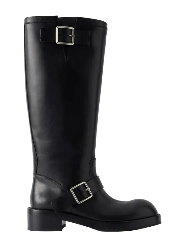 ANN DEMEULEMEESTER Arwa Leather Knee Boots - Black