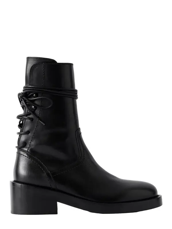 ANN DEMEULEMEESTER Henrica Leather Ankle Boots - Black
