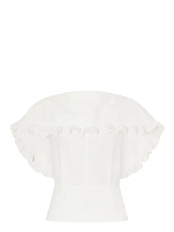 LANVIN Ruffled Cotton-poplin Blouse - White