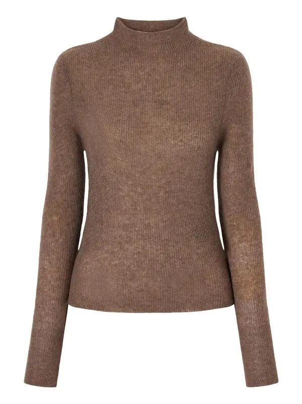 Citizens Of Humanity Leelah Ribbed Wool And Cashmere-blend Turtleneck Sweater - Brown