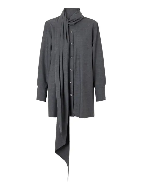 WILLY CHAVARRIA Cravat Wool Shirt - Gray