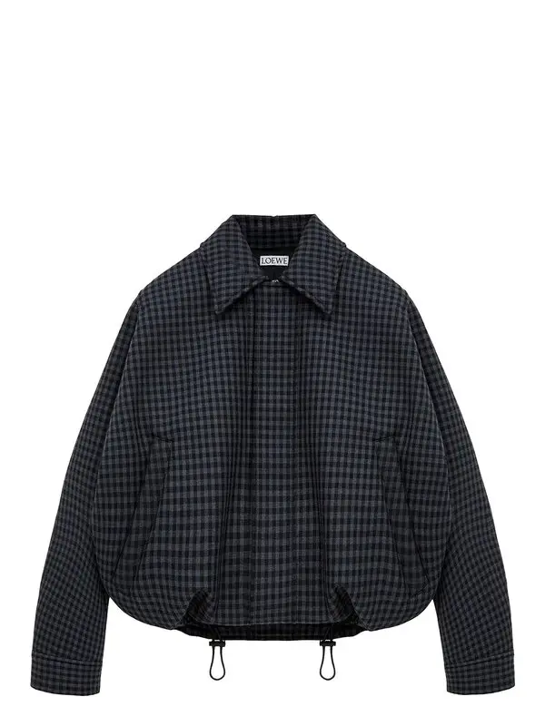 Loewe Lightweight Wool Jacket With A Check Pattern - Black