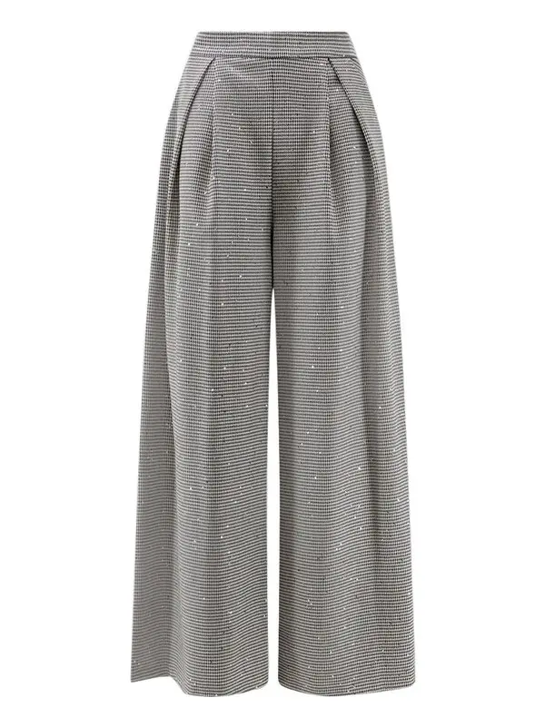 ACTUALEE Pied-de-poule Trousers With Sequins - Black