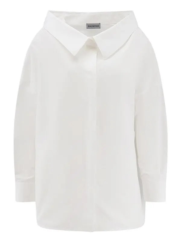 Balenciaga Stola Oversize Cotton Shirt - White