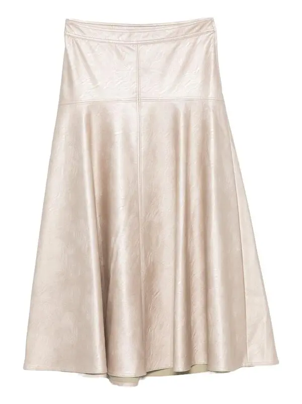FORTE_FORTE Eco Leather Midi Skirt - Silver