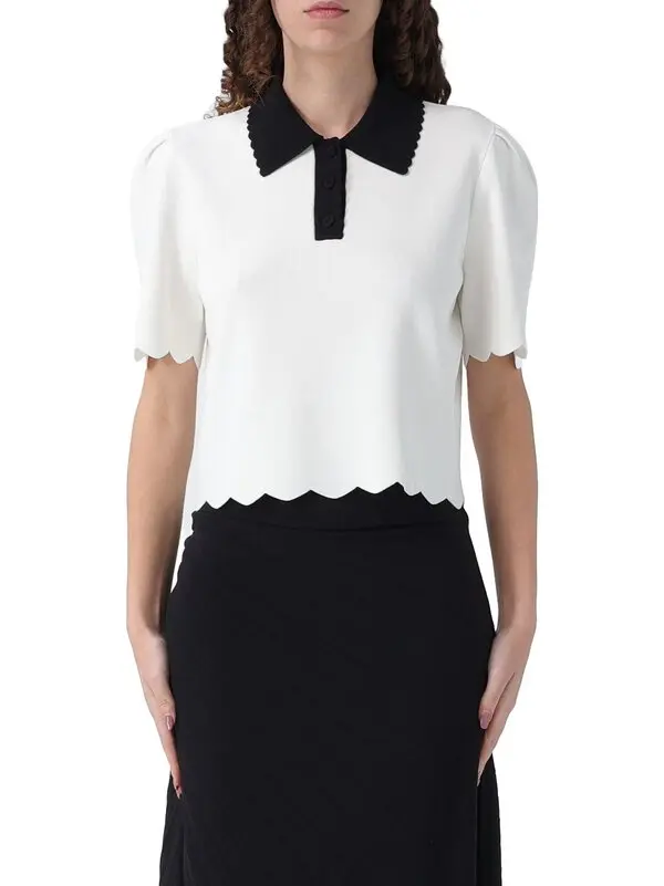 TWINSET Bi Polo Shirt With Scalloped Hem - Black