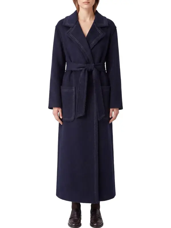 Max Mara Jene Wool And Cashmere Belted Robe Coat - Blue