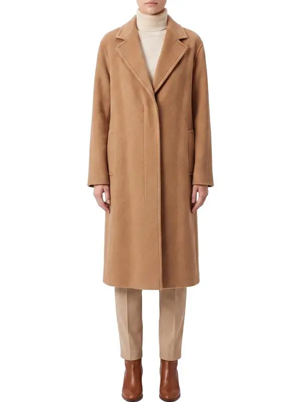 Max Mara Ardenne Single-breasted Long 100% Cashmere Coat - Camel