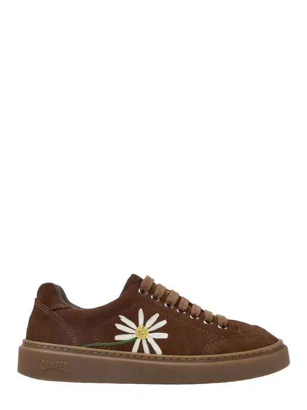 Camper Twins Suede Sneakers With Floral Embroidery - Brown