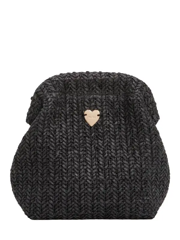 TWINSET Crochet Raffia Pouch - Black