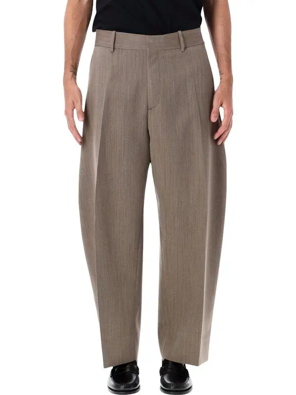 Studio Nicholson Fume Tailored Wide-leg Pants In A Fine Wool Blend - Brown