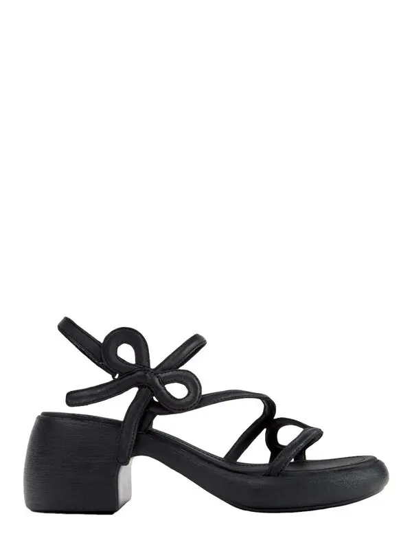 Camper Twins Leather Sandals With Bow - Black