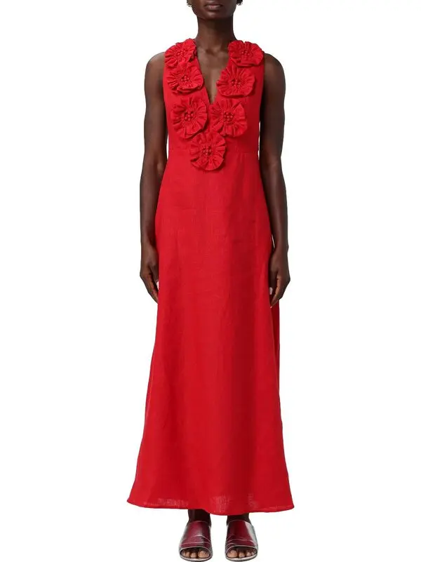Farm Rio Long Linen Dress - Red