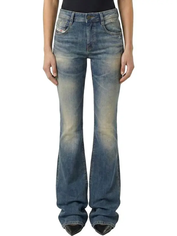 DIESEL® D-ebbey Flared Jeans In Stretch Denim - Blue