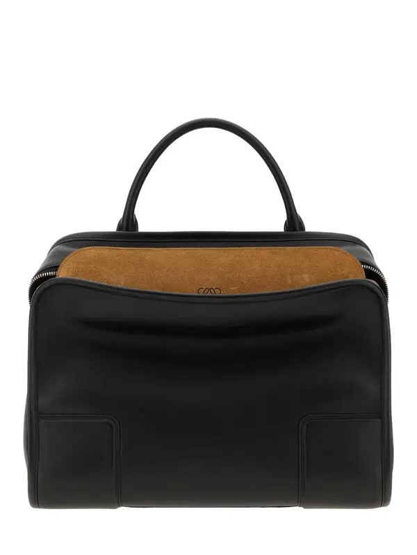 Loewe Amazona 180 Handbag In Smooth Calfskin Leather - Black